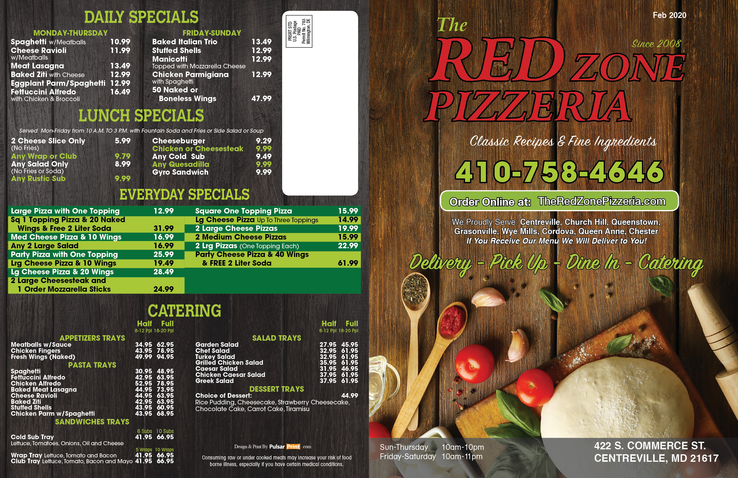 Our Menu | Red Zone Pizzeria